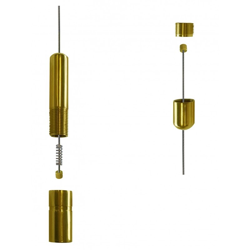 Ceiling to Floor Cable BRASS Gold Fixings | Picture Hanging Company UK