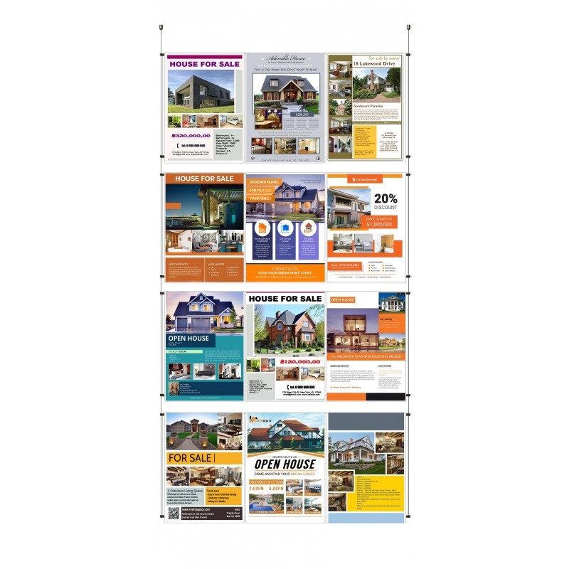 A4 Triple Acrylic Pocket Ceiling Kit | Picture Hanging Company UK